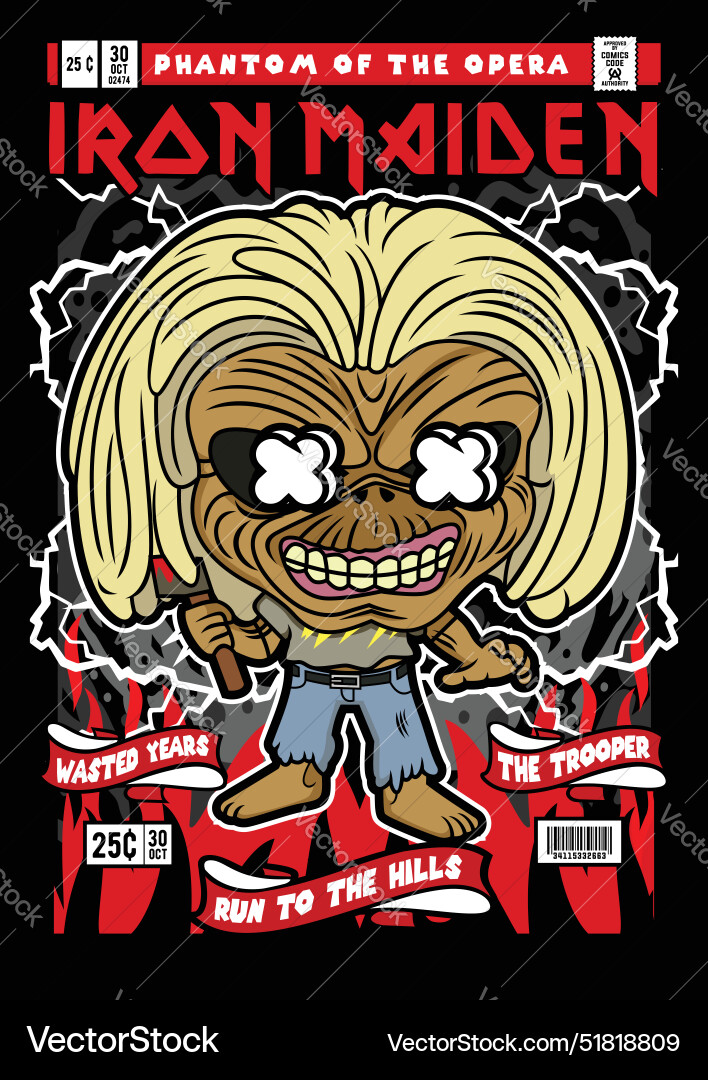 Pop art iron maiden killer eddie Royalty Free Vector Image