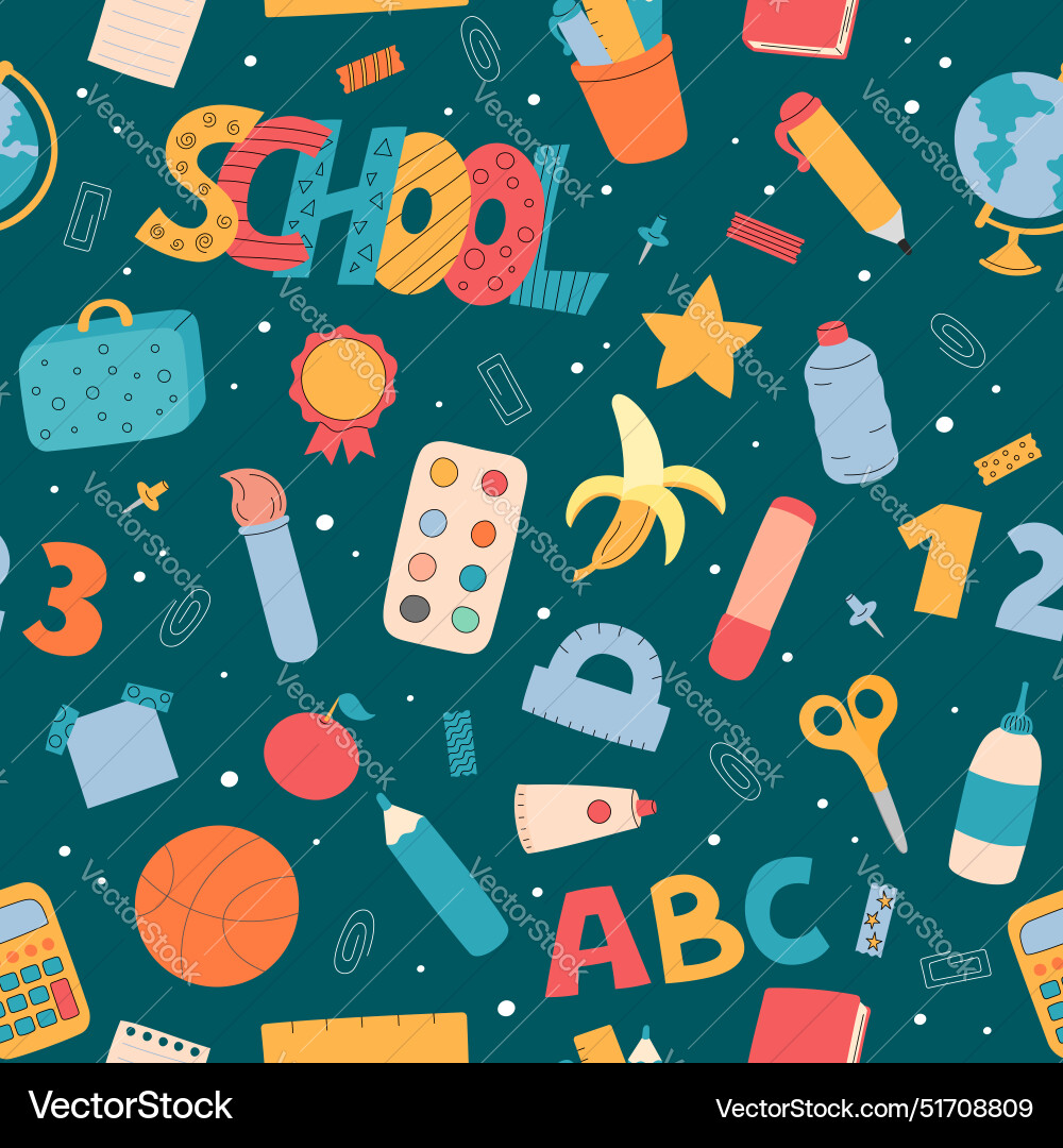 School seamless pattern background Royalty Free Vector Image