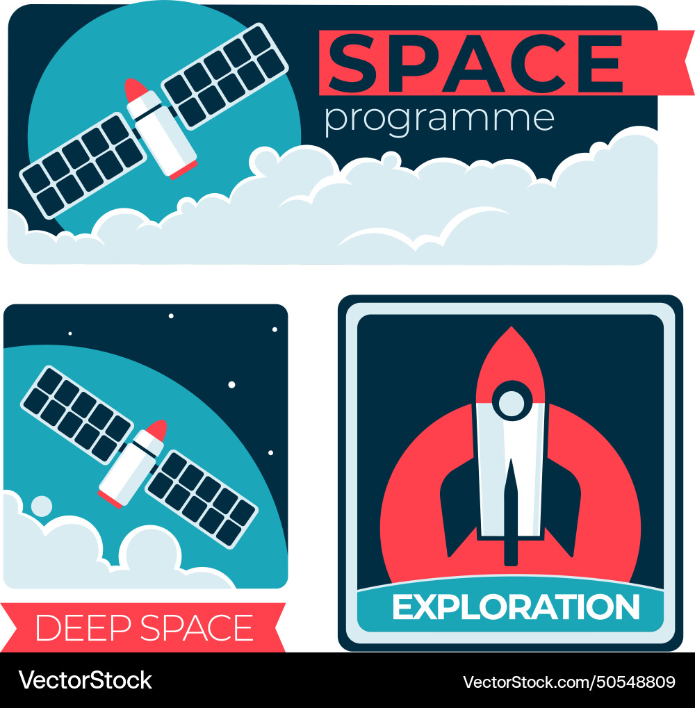 Space exploration and universe program banners Vector Image