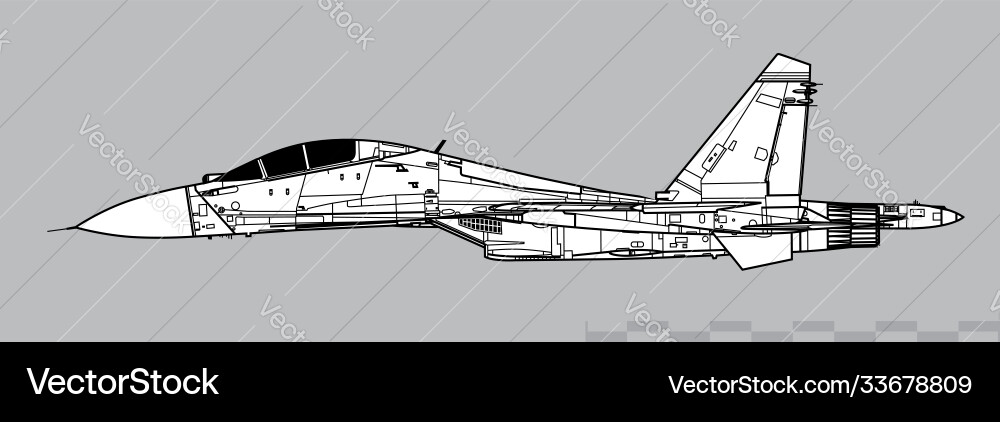 Sukhoi Su-27 Flanker Fighter Royalty Free Vector Image