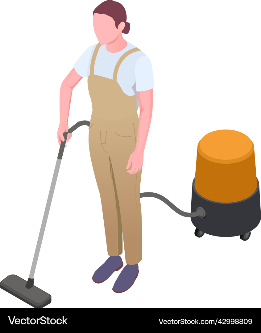 Vacuum cleaner worker composition Royalty Free Vector Image