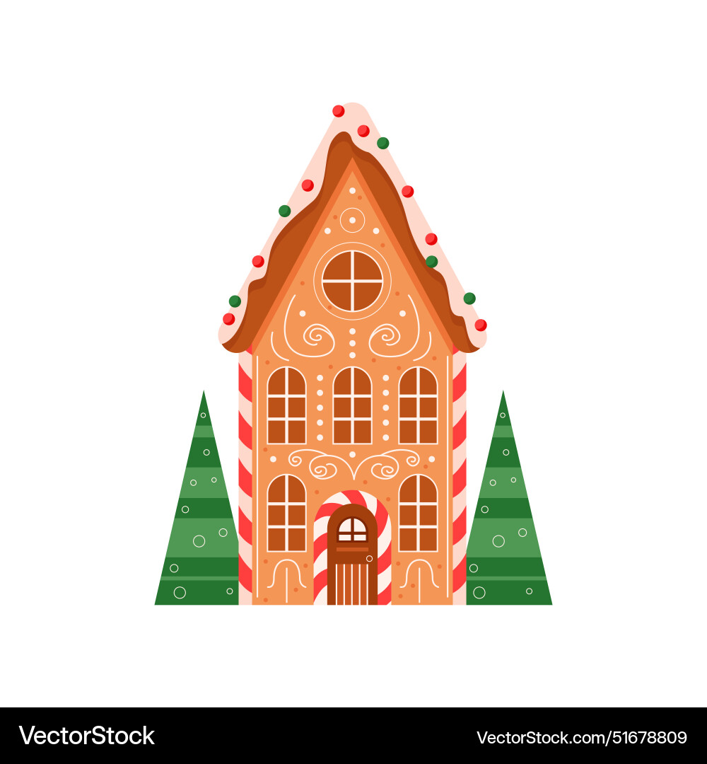 Winter gingerbread house Royalty Free Vector Image