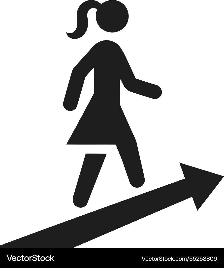 Woman moving up icon Royalty Free Vector Image