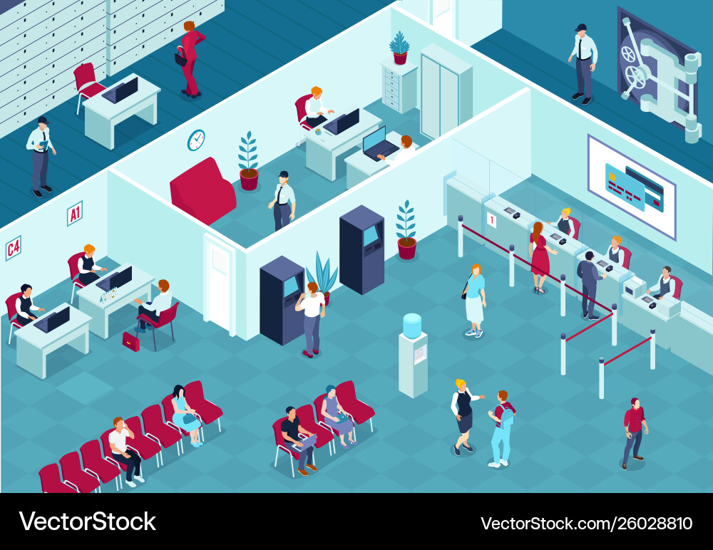 Bank isometric Royalty Free Vector Image - VectorStock