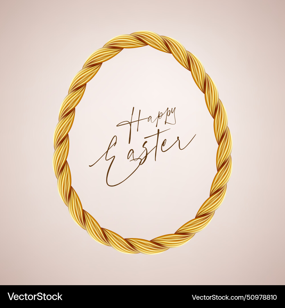 Easter egg frame gold twisted braided rope border Vector Image