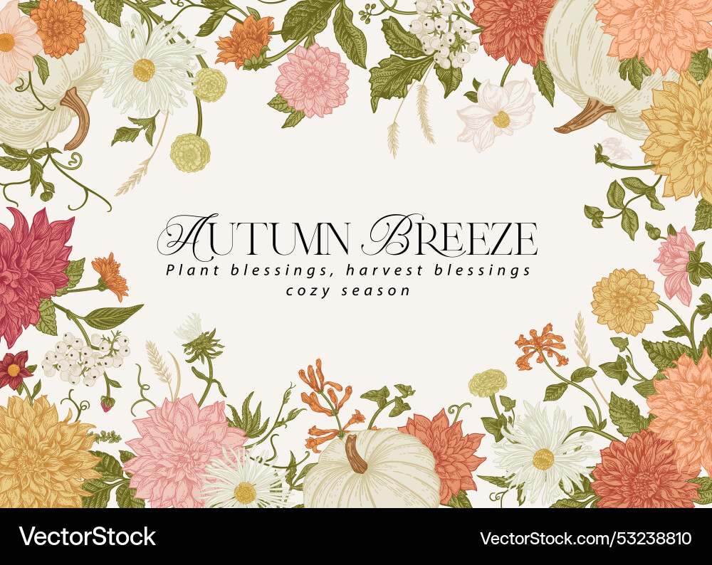Floral frame with autumn plants Royalty Free Vector Image