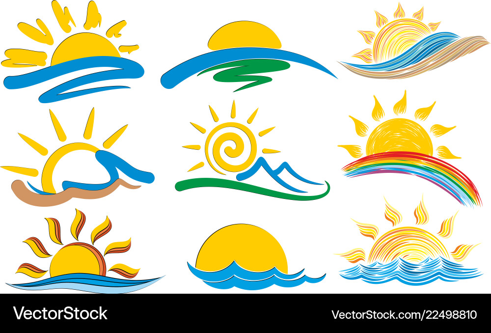 Logos sun and sea Royalty Free Vector Image - VectorStock