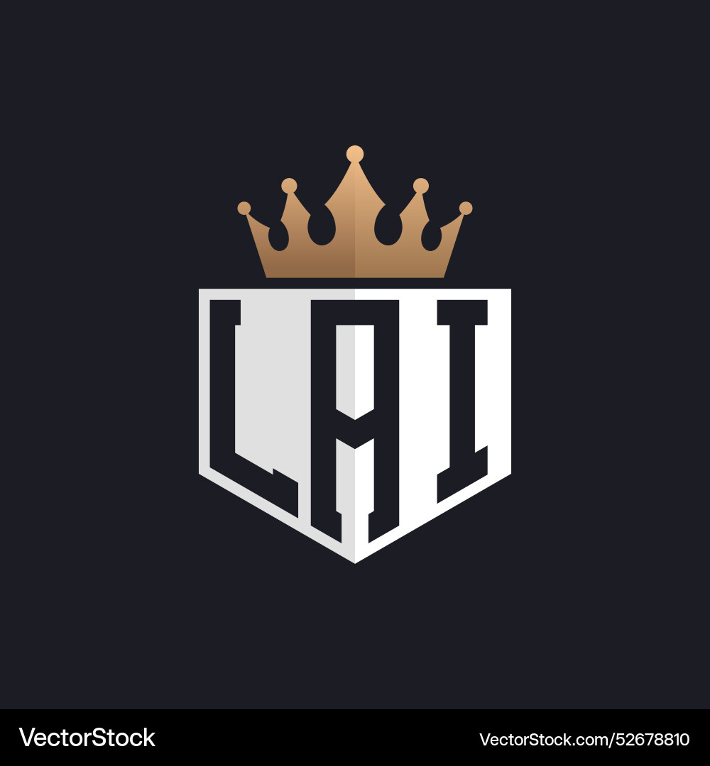 Luxury lai logo with crown elegant initials Vector Image