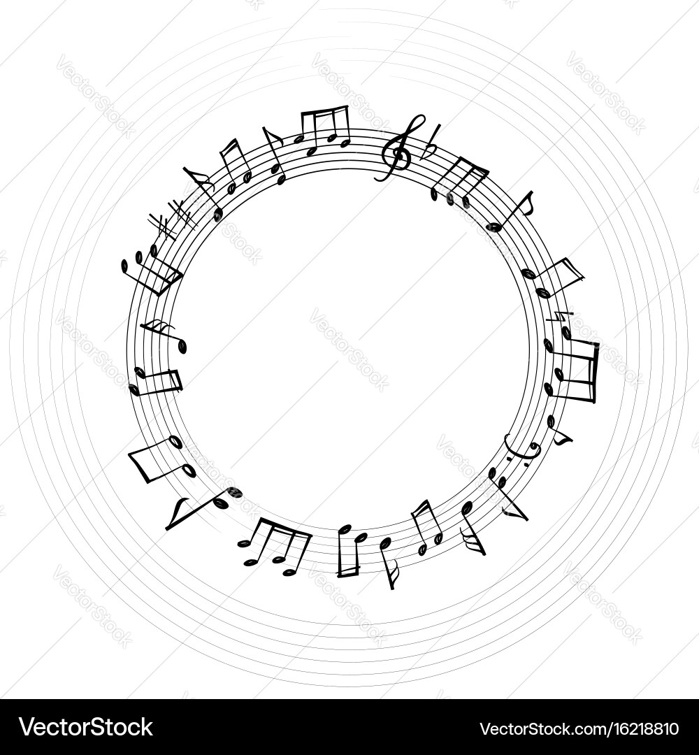 Music notes border musical frame background Vector Image