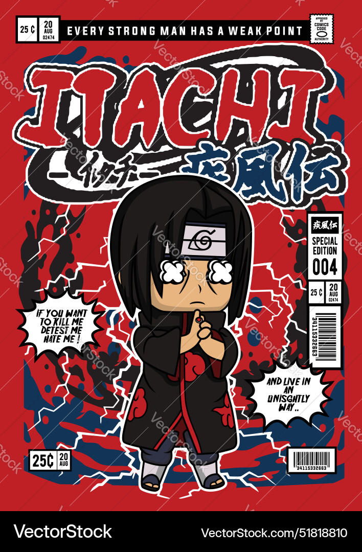 Pop art itachi uchiha Royalty Free Vector Image