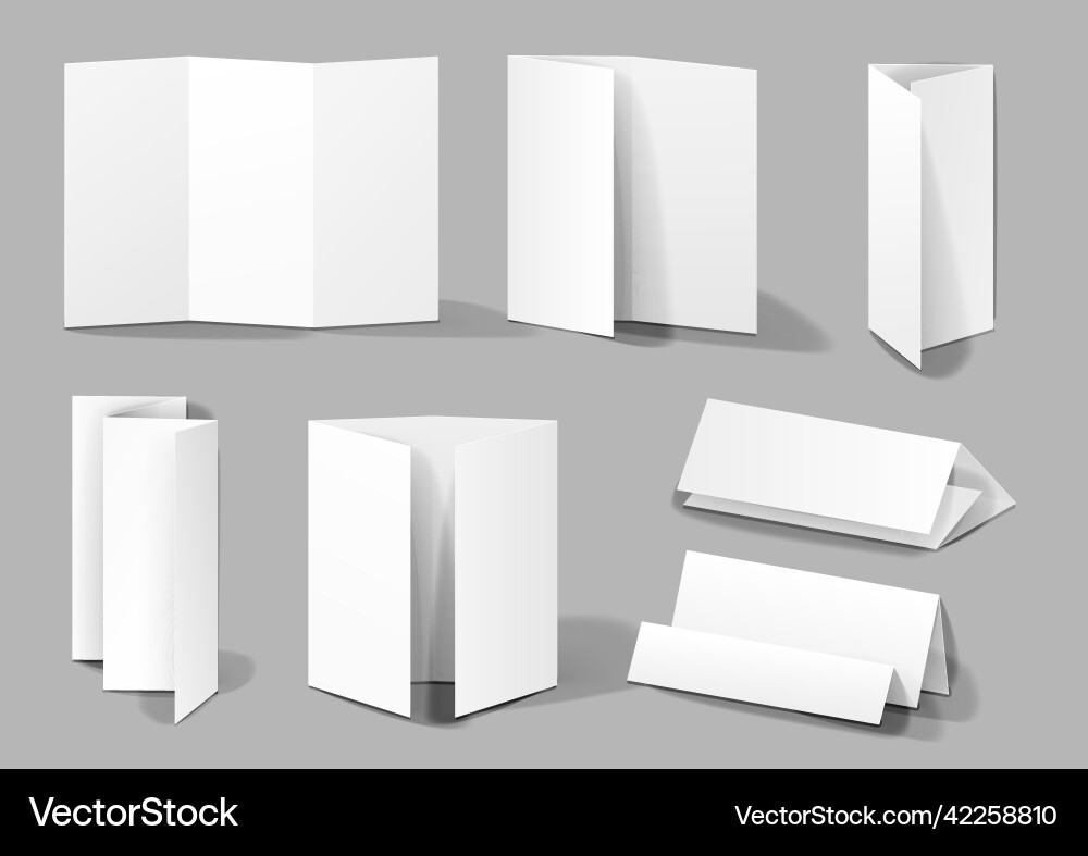 Realistic blank folded paper sheet set Royalty Free Vector