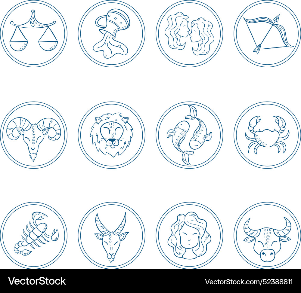 Engraving zodiac sign collection Royalty Free Vector Image
