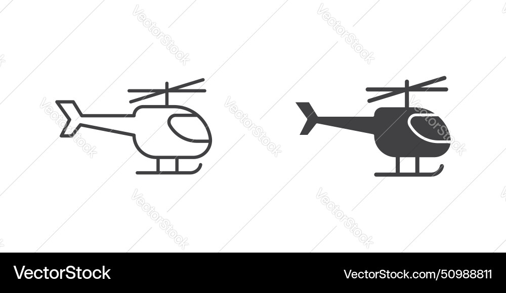 Helicopter icon in flat style chopper on isolated Vector Image