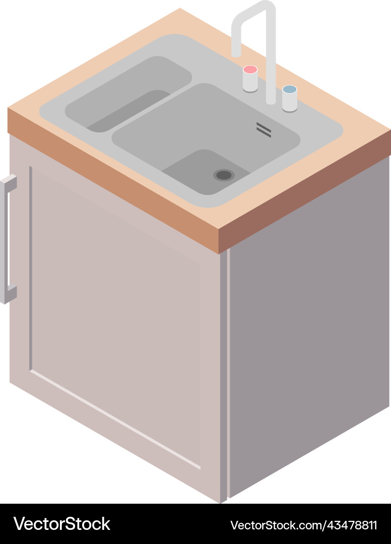 Kitchen sink isometric composition Royalty Free Vector Image