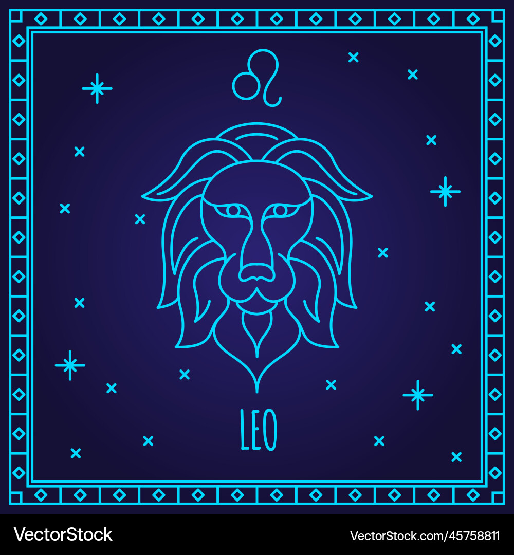 Leo horoscope sign lion constellations Royalty Free Vector