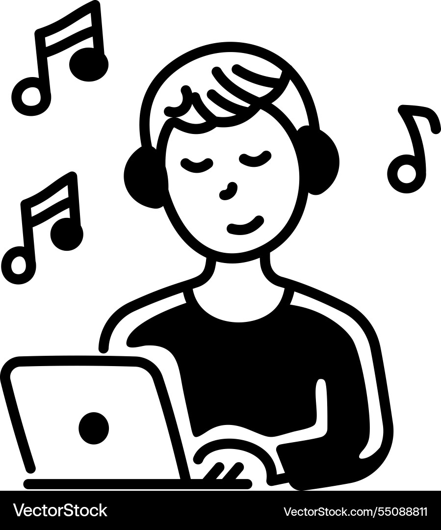 Listening music Royalty Free Vector Image - VectorStock