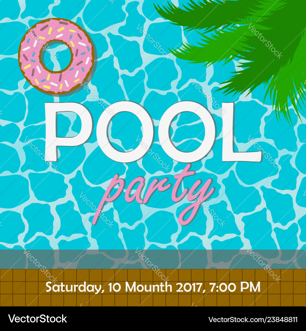 Pool party invitation or poster banner Royalty Free Vector