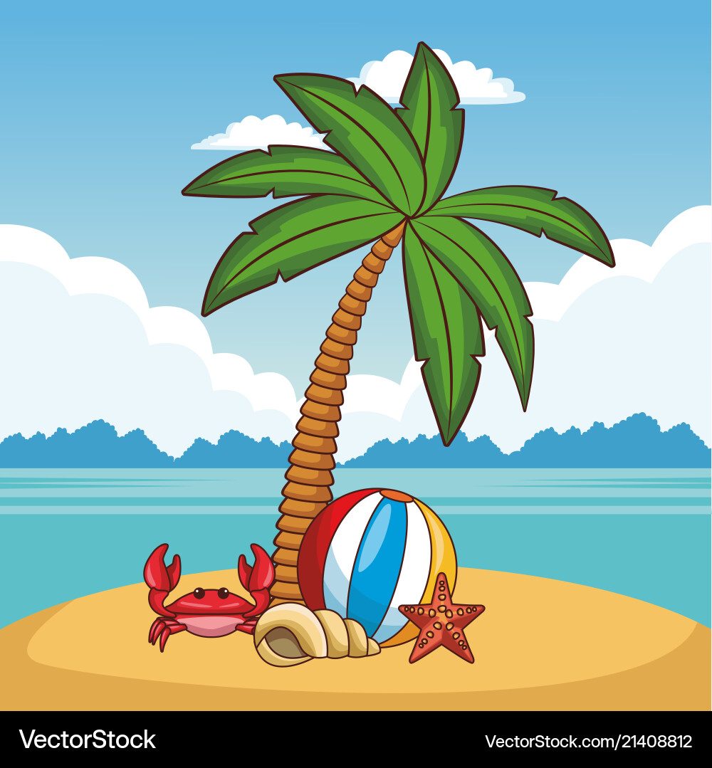 Beautiful beach cartoons Royalty Free Vector Image