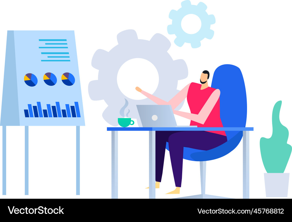 Business analyst gears composition Royalty Free Vector Image