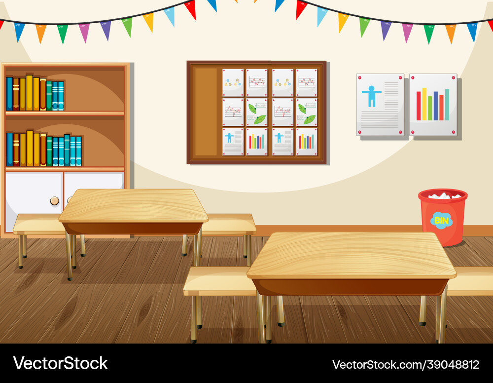 Classroom interior design with furniture Vector Image