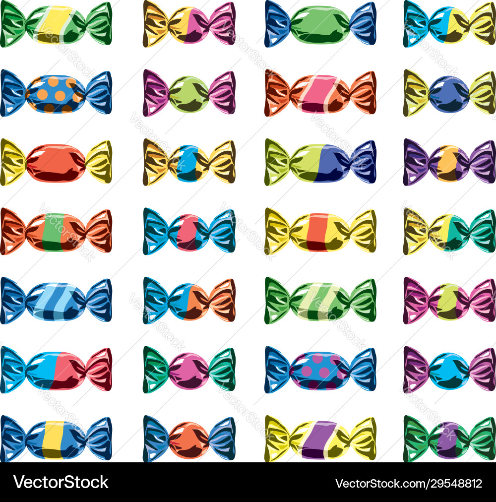 Collection colorful wrapped candies Royalty Free Vector