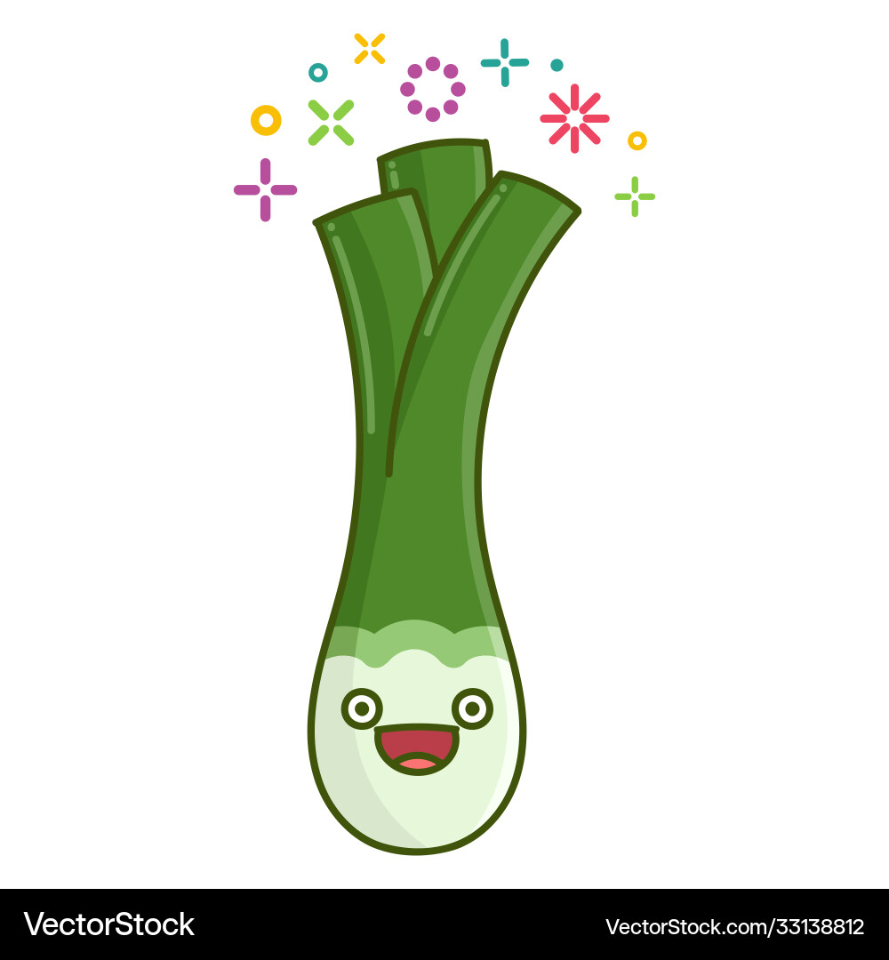 Kawaii smiling leek vegetable cartoon Royalty Free Vector