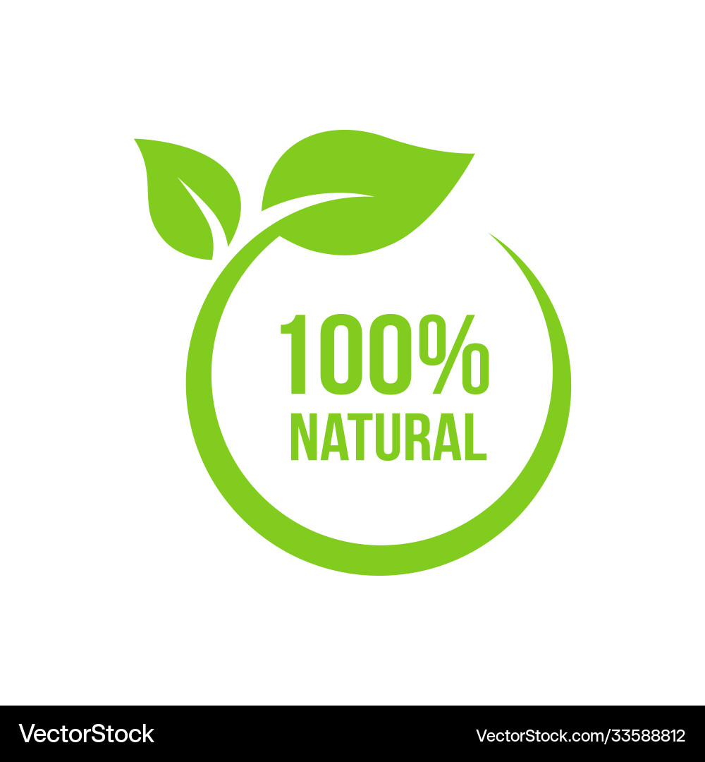 Natural leaf icon 100 naturals image Royalty Free Vector