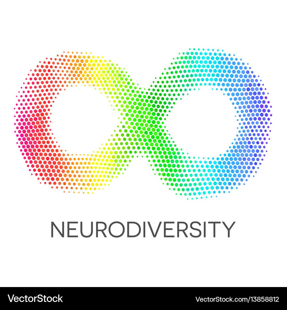 Neurodiversity symbol rainbow infinity loop Vector Image