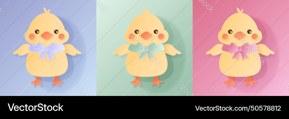 Set of pastel colored 3d chicken shape design Vector Image
