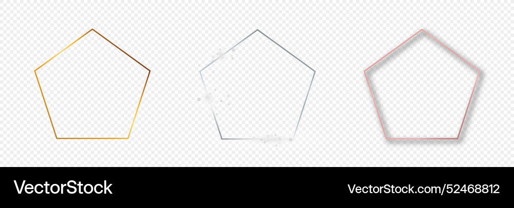 Set of three pentagon frames Royalty Free Vector Image
