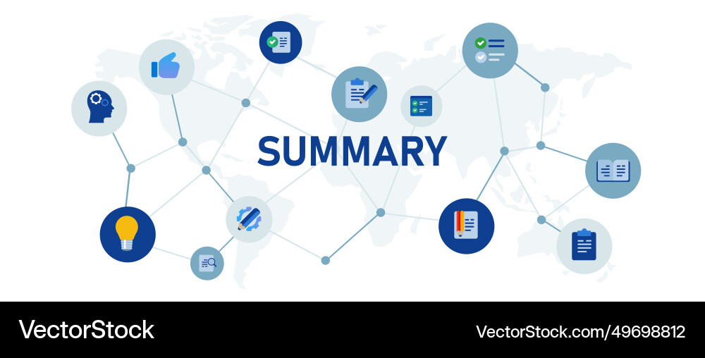 Summary resume recap concept banner header Vector Image