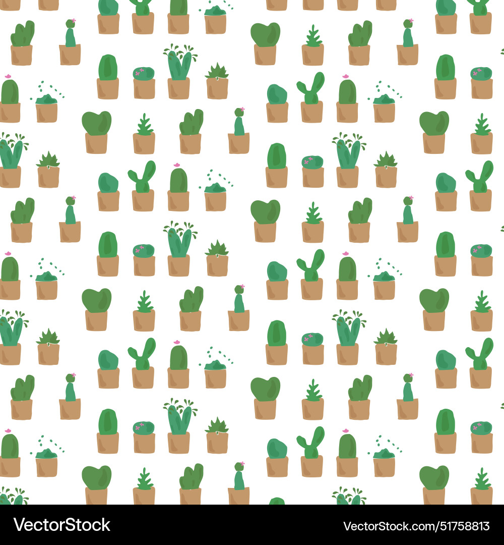 Cactus pattern background cute Royalty Free Vector Image