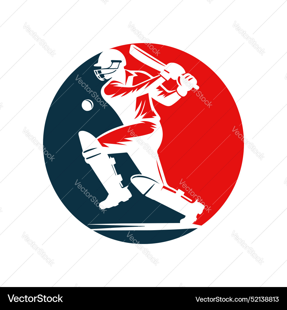 Cricket player logo design Royalty Free Vector Image