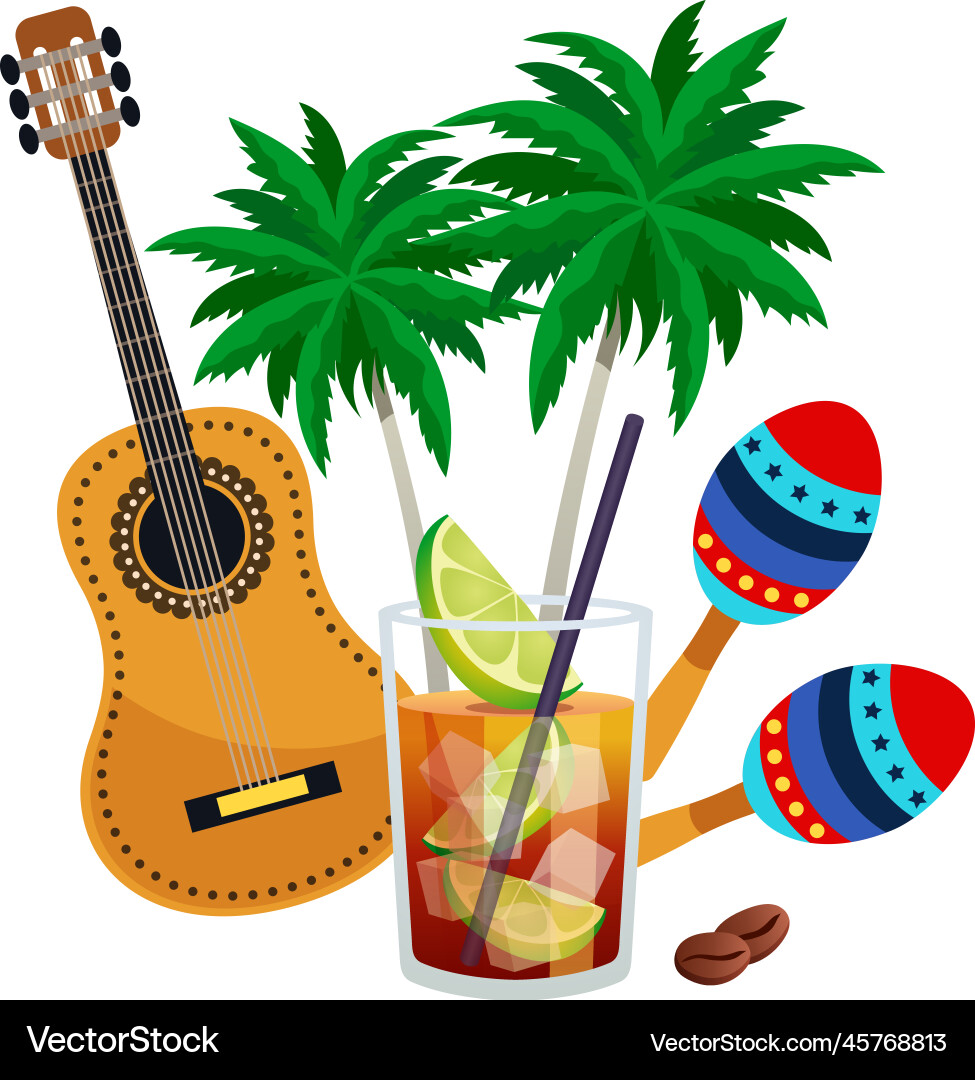 Cuba travel stereotypes composition Royalty Free Vector