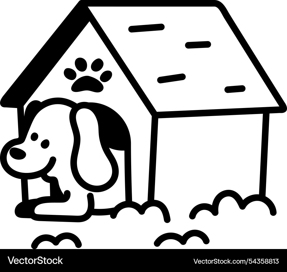 Dog house icon in doodle style Royalty Free Vector Image