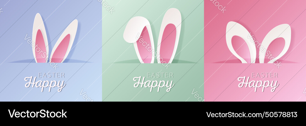 Set of pastel colored 3d rabbit shape design Vector Image