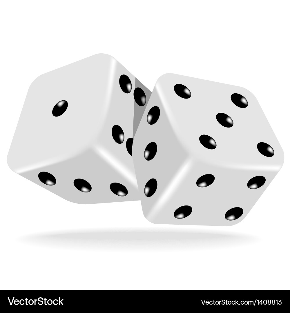 Two white dice Royalty Free Vector Image - VectorStock