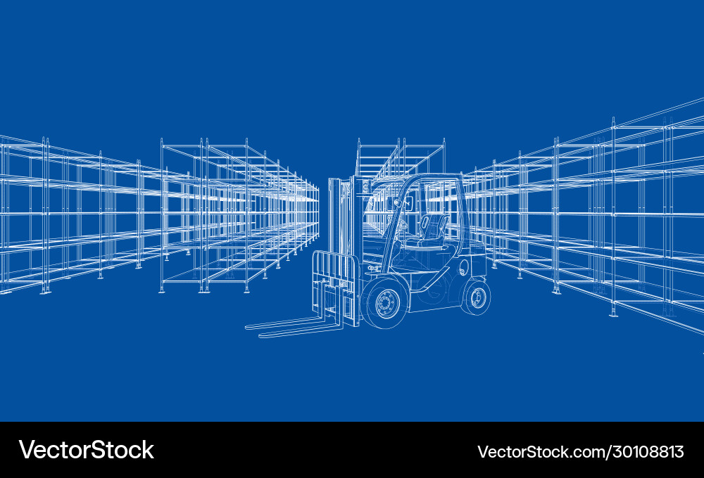 Warehouse shelves and forklift Royalty Free Vector Image