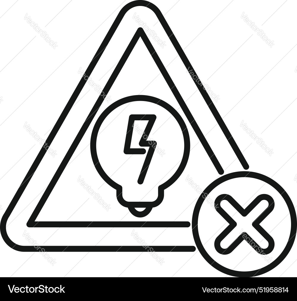Black out warning sign with light bulb and cross Vector Image