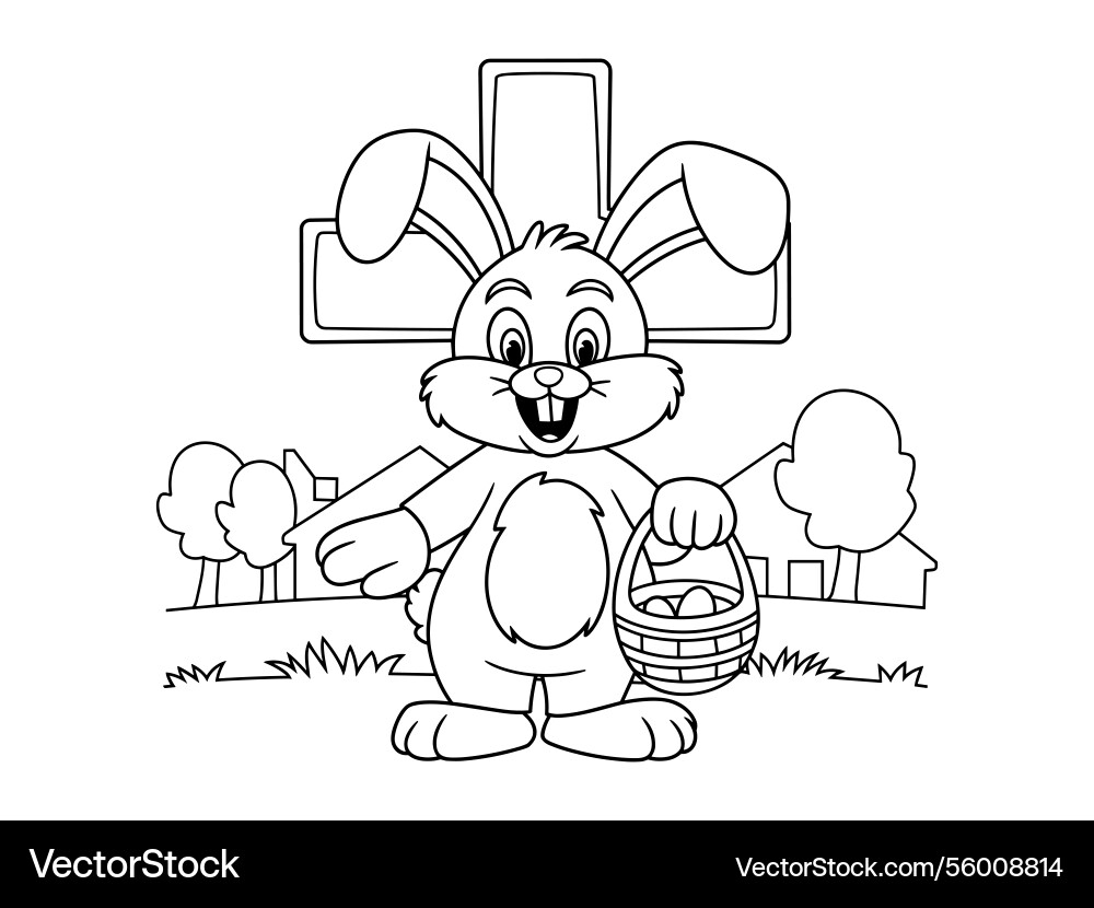 Easter bunny cross line art christian rabbit Vector Image