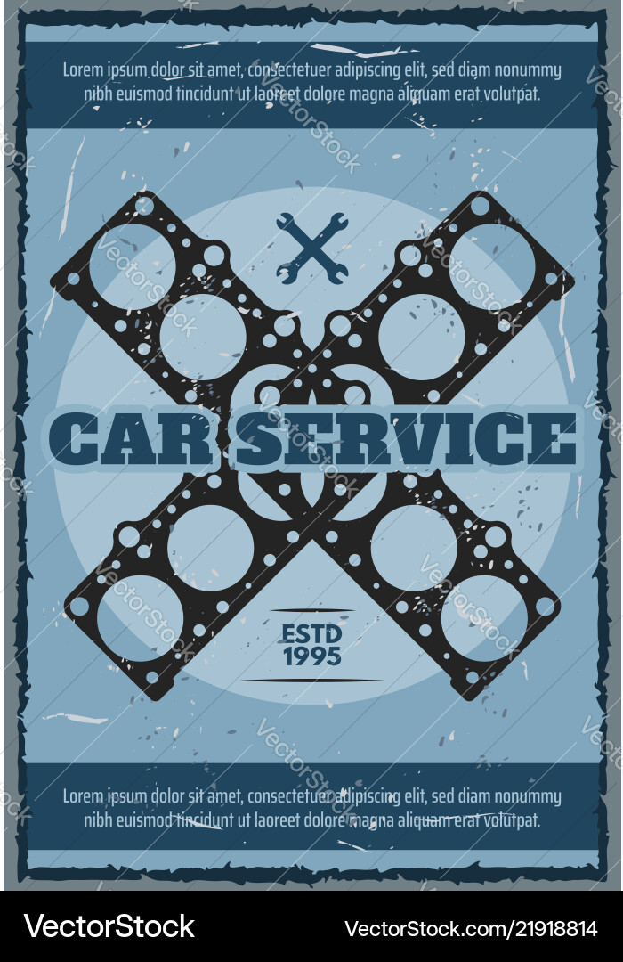 Engine gasket poster car service station Vector Image