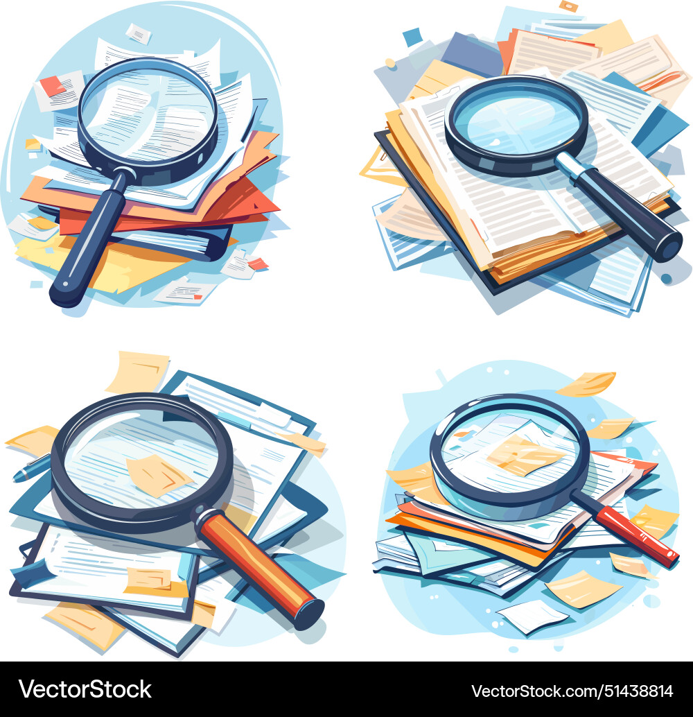 File search cartoon concepts documents Royalty Free Vector