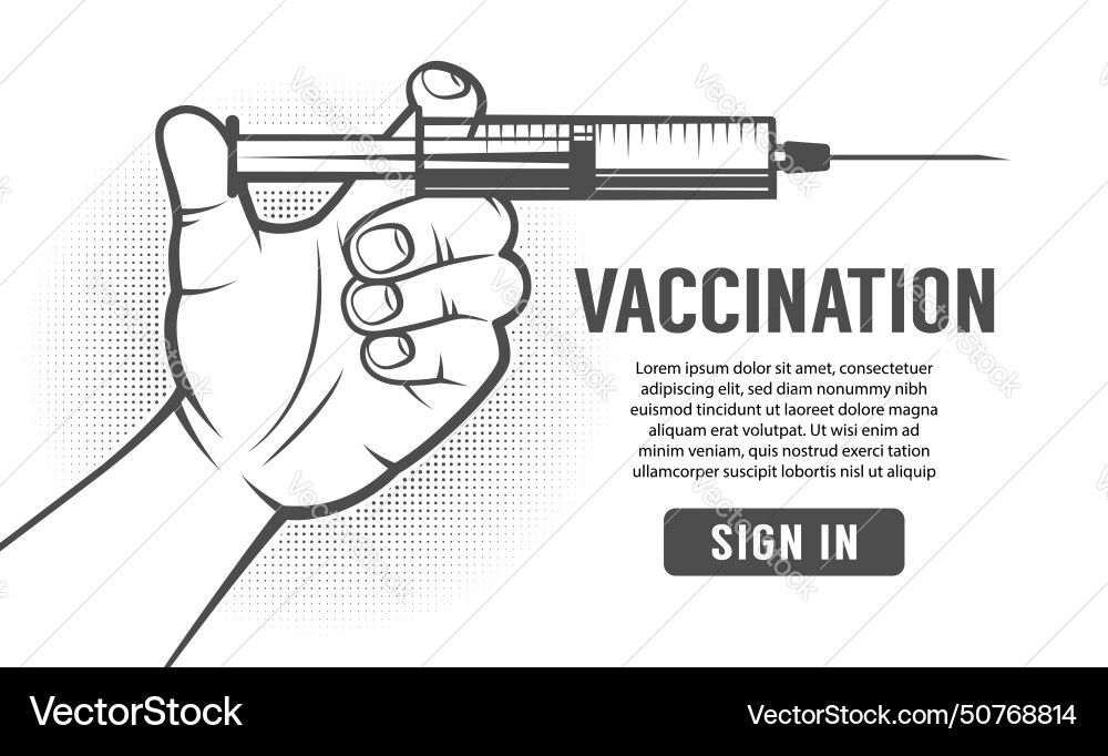 Hand with syringe - retro poster Royalty Free Vector Image