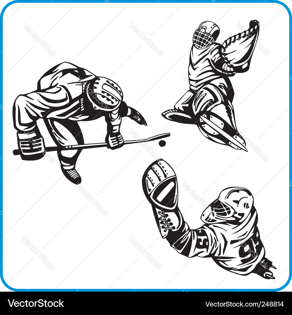 Hockey Players in Action Royalty Free Vector Image