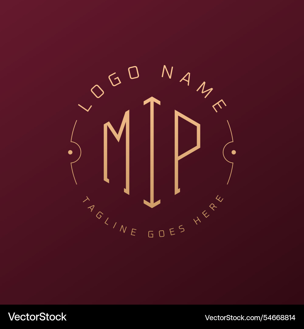 Luxury mip logo design elegant letter Royalty Free Vector