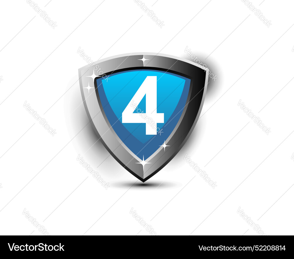Modern shield number 4 icon badge design Vector Image