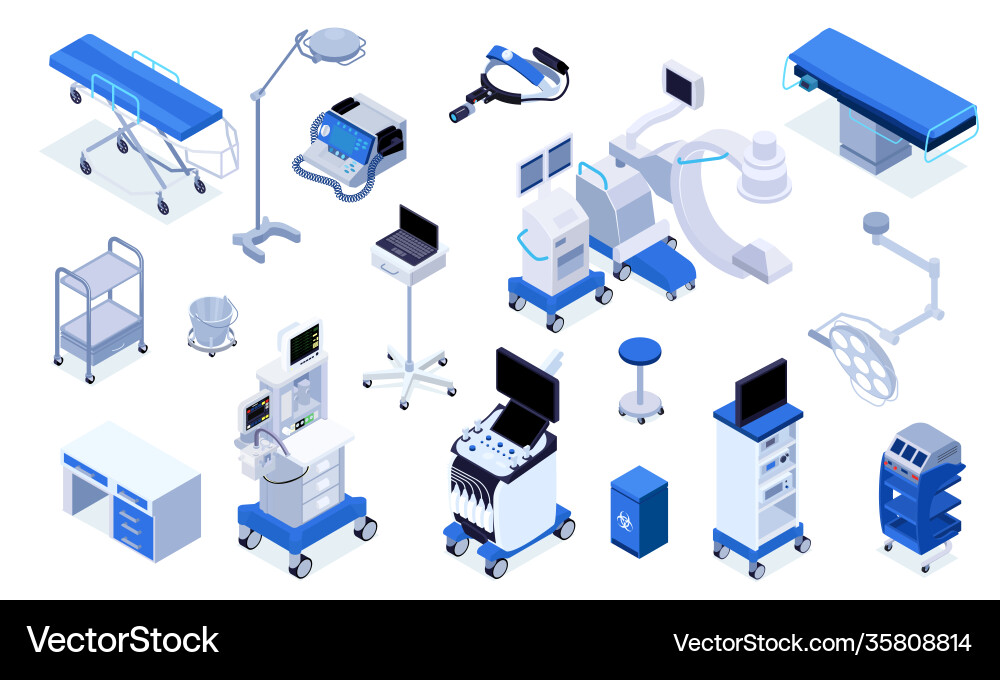 Operating room isometric set Royalty Free Vector Image