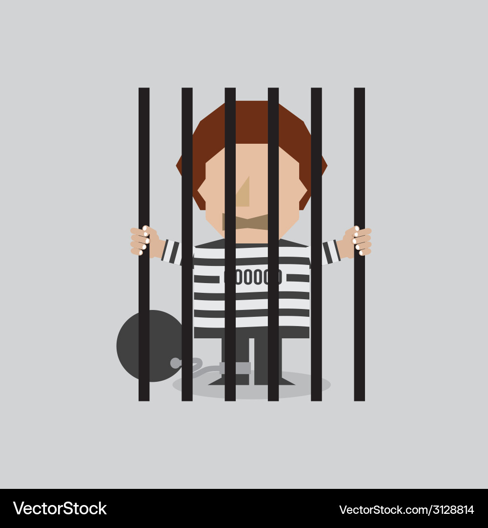 Prisoner Behind Bars Royalty Free Vector Image