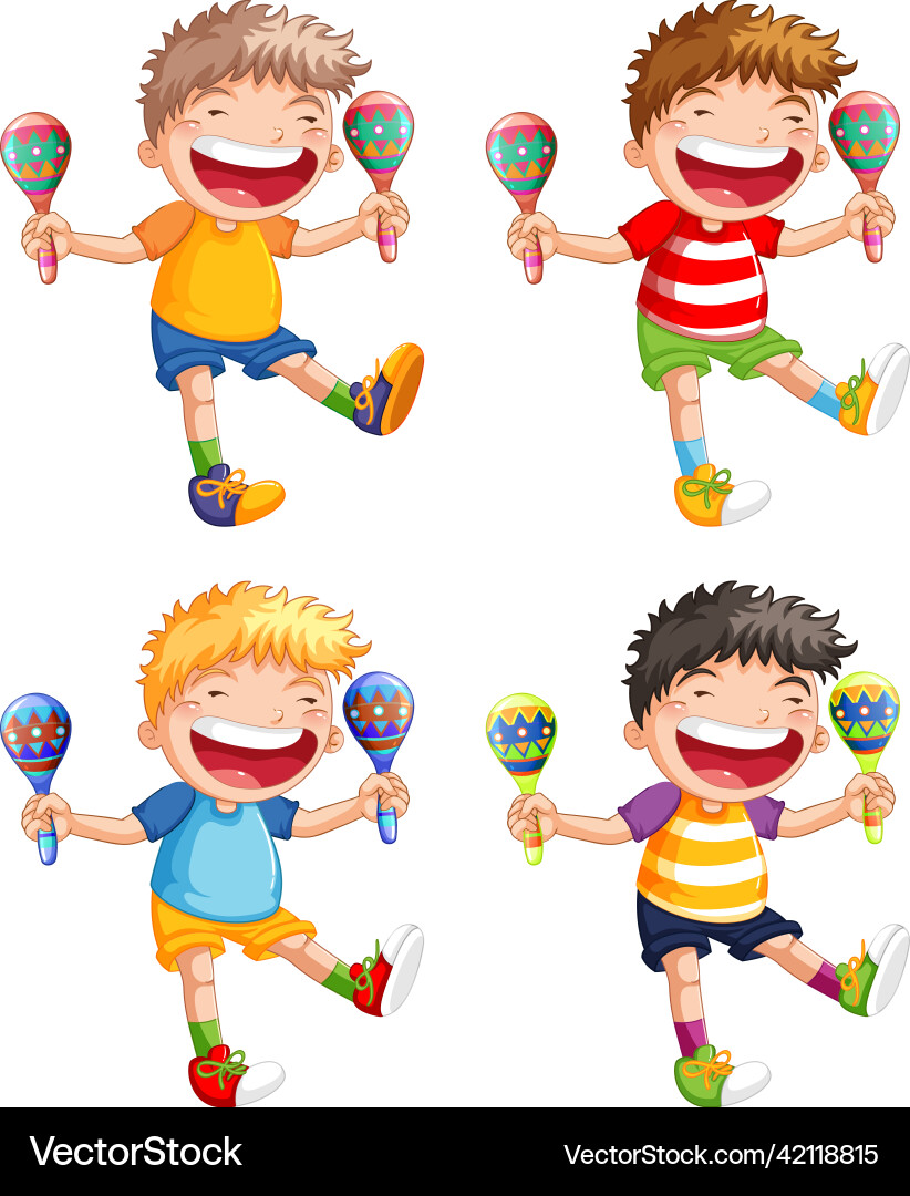 Boys with shakers in hands Royalty Free Vector Image