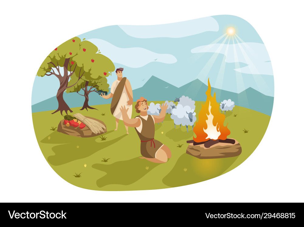 Cain and Abel Fratricide Royalty Free Vector Image